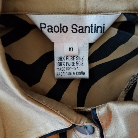 Paolo Santini | Tops | Vintage Paolo Santini 0 Silk Black Tan Blouse ...